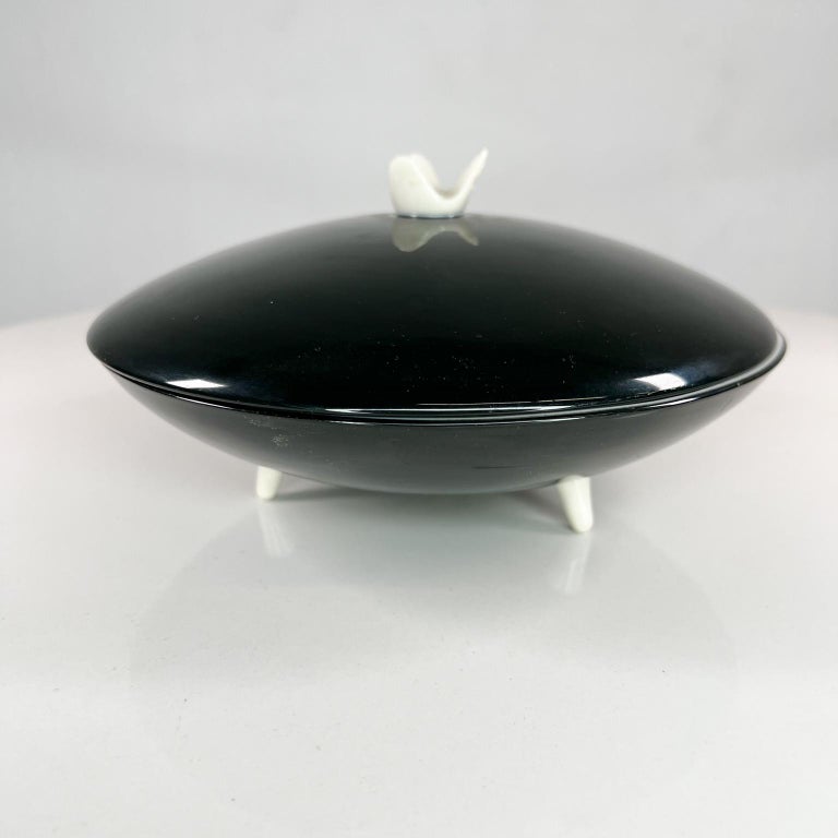 1950s Modernism Contours Art Ware Candy Dish Footed B and W Franciscan ...