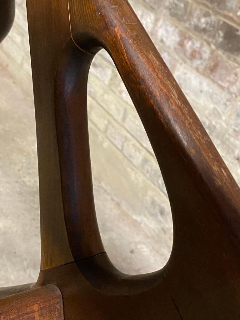 1950s Modernist Italian Walnut Rocking Chair For Sale at 1stDibs