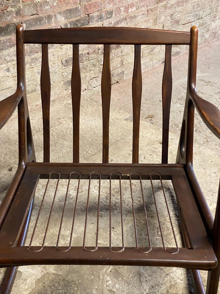 1950s Modernist Italian Walnut Rocking Chair For Sale at 1stDibs