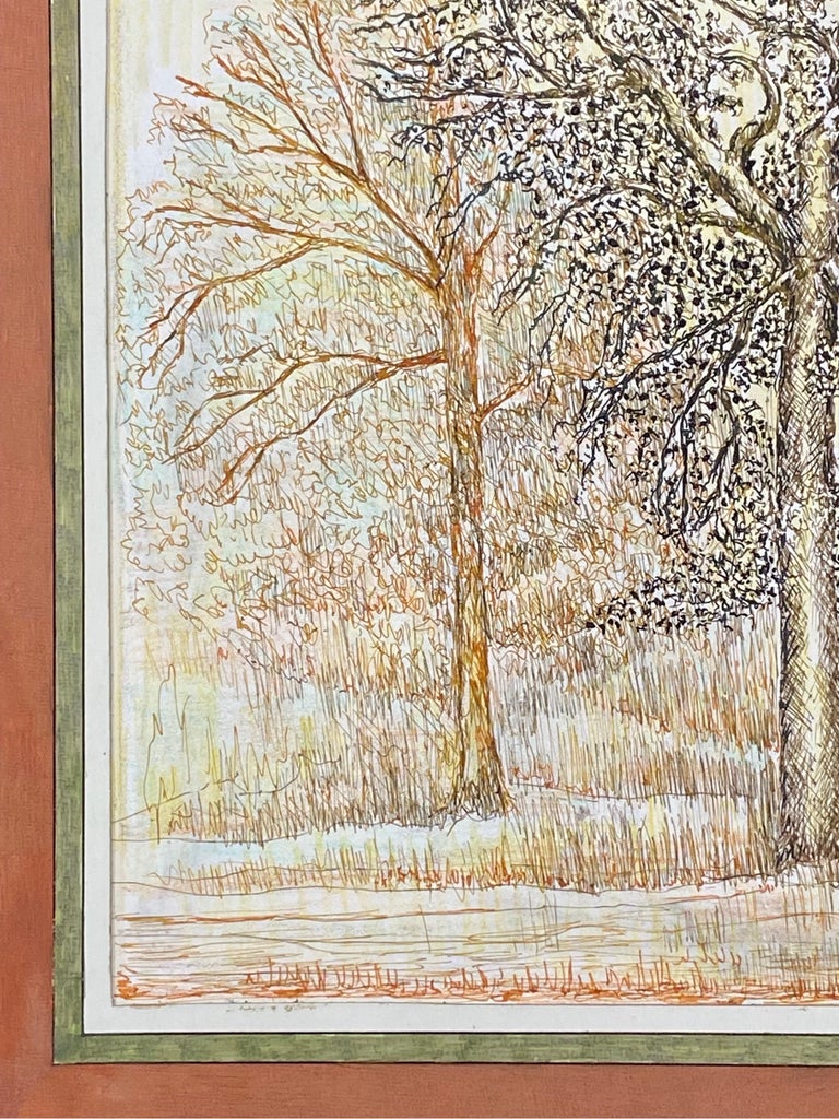 1950's Modernist Signed Painting, The Two Trees In Field For Sale at ...
