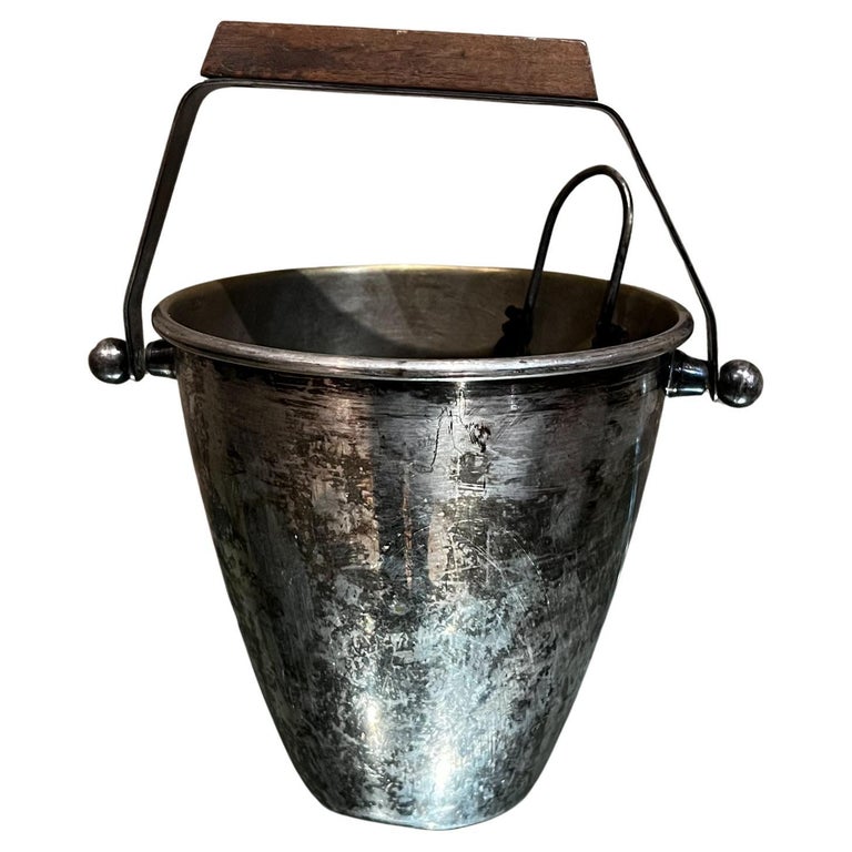 1950s Modernist Silver Plate Ice Bucket Set with Sculptural Tongs For ...