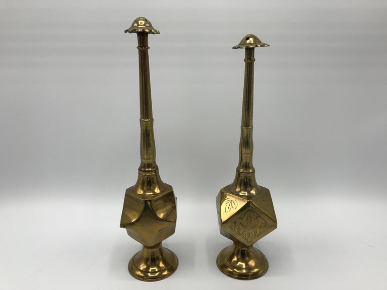 1950s Moroccan Brass Salt and Pepper Shaker Set, Pair For Sale at 1stDibs