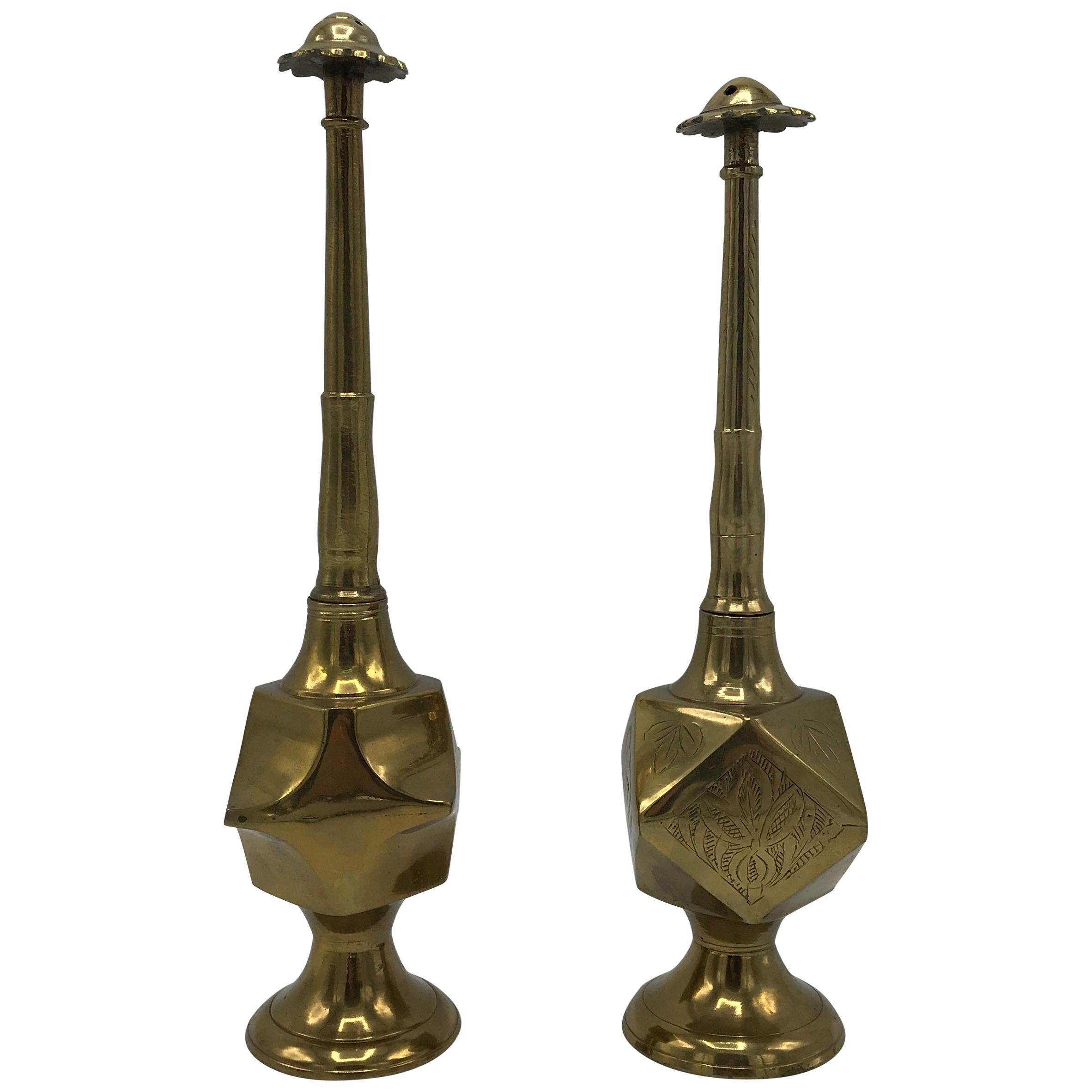 1950s Moroccan Brass Salt and Pepper Shaker Set, Pair For Sale at 1stDibs