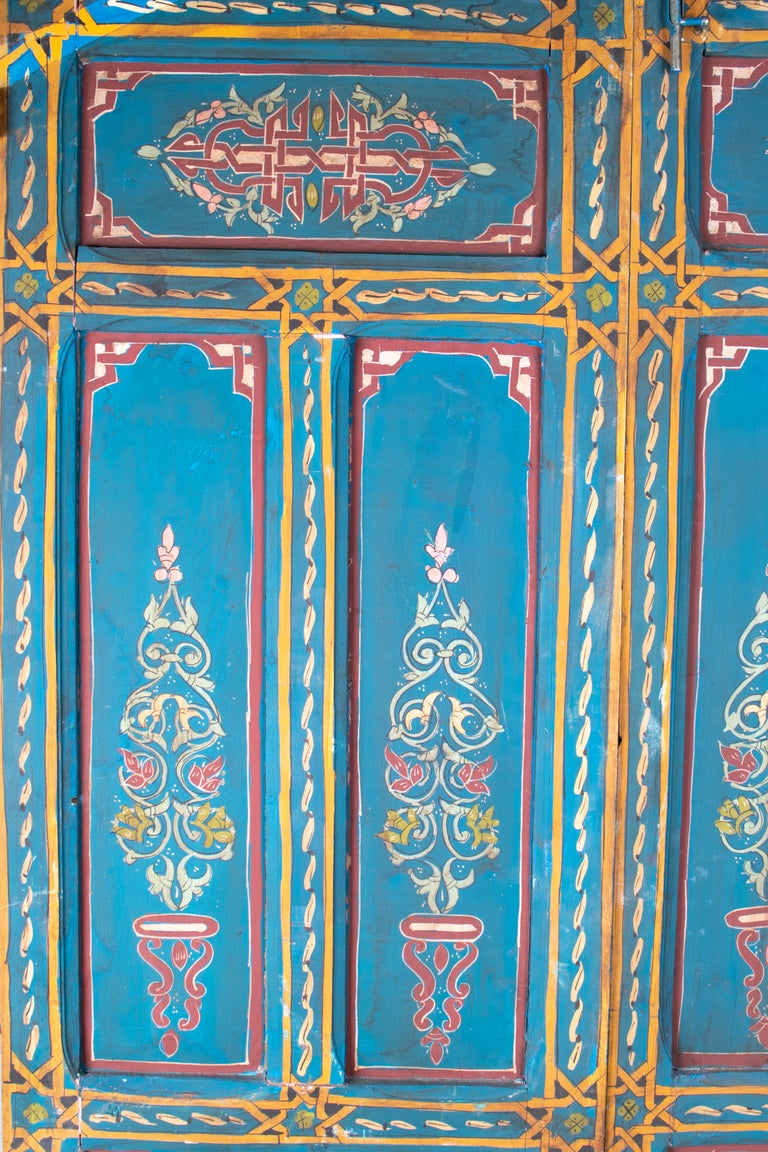 1950s Moroccan Hand Painted Two-Leaf Door with Iron Lock at 1stDibs ...