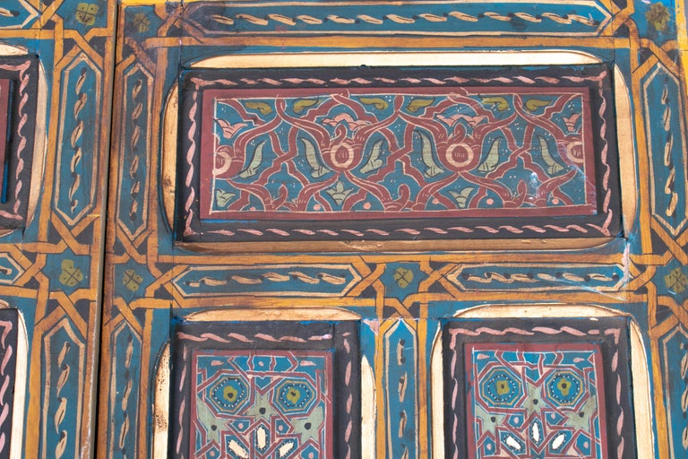 1950s Moroccan Hand Painted Two-Leaf Door with Iron Lock at 1stDibs ...