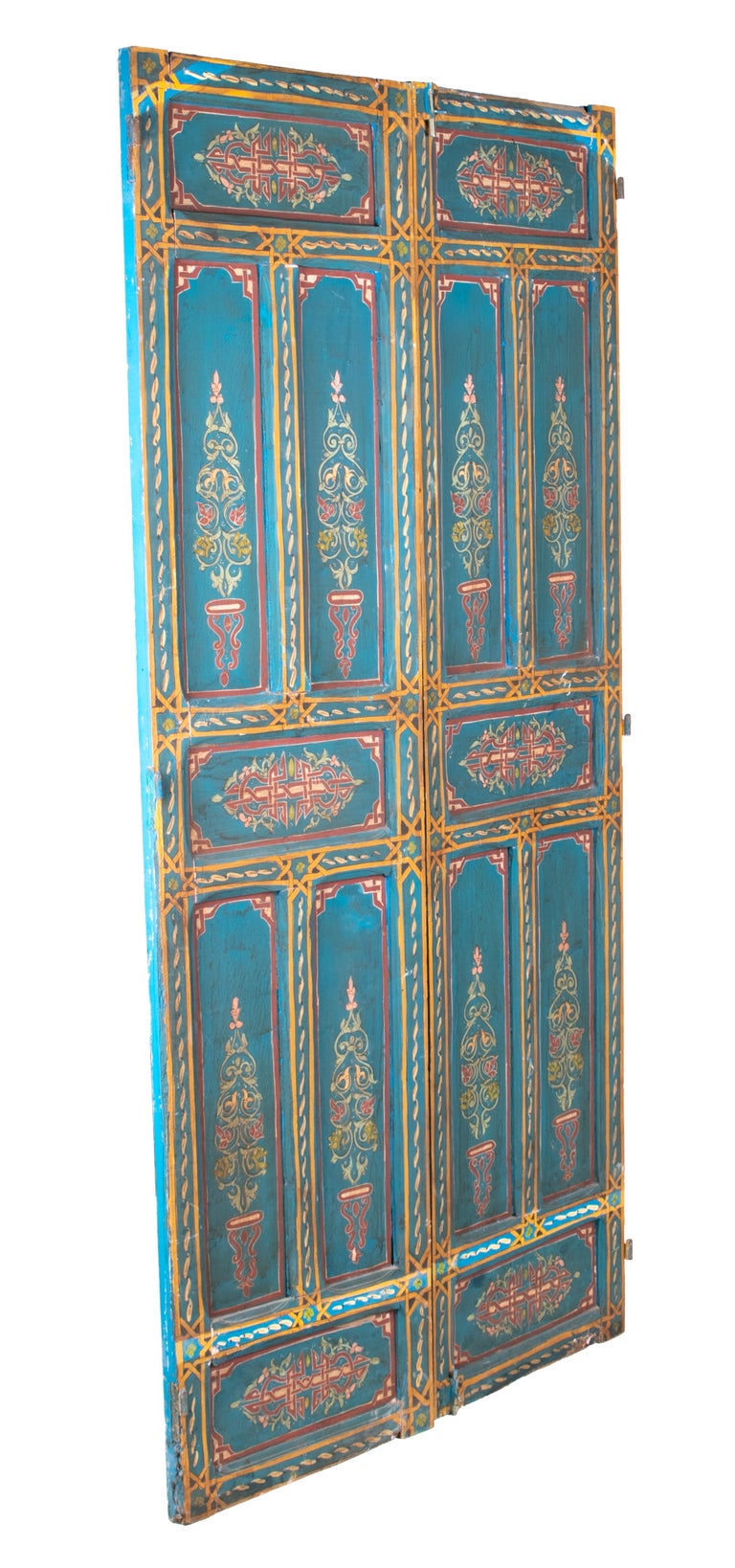 1950s Moroccan Hand Painted Two-Leaf Door with Iron Lock at 1stDibs ...