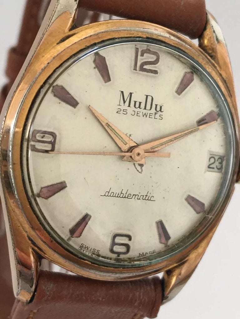 1950s MuDu 25 Jewels Doublematic Gold-Plated Vintage Wristwatch For ...