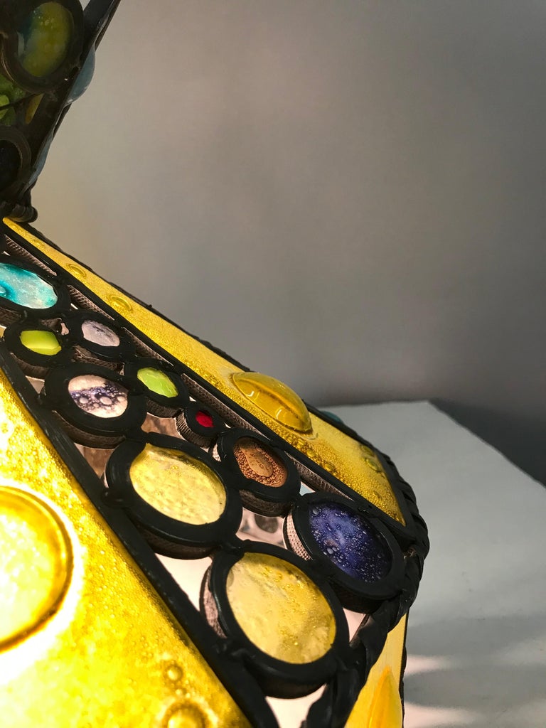 1950s Multi-Color Fused Glass Pendant in the Style of Higgins For Sale ...