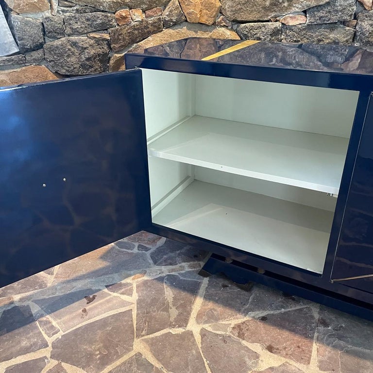 1950s Navy Blue Gold Diamond Monterey Long Credenza Style of Eugenio ...