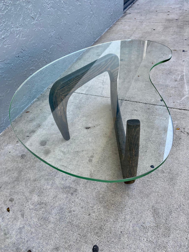 1950s Oak and Glass Kidney Biomorphic Coffee Table, Noguchi Style For ...