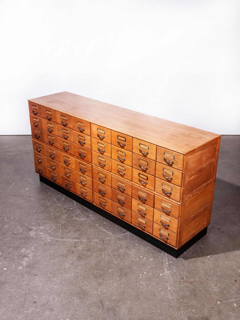 1950s Oak Low Multi Drawer Chest of Drawers, Storage Cabinet, Sideboard ...