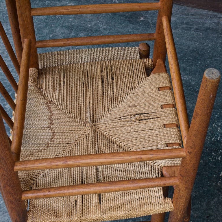 1950s Oak Rope Scandinavian Danish Dining Chair Cabin Architect Rustic ...