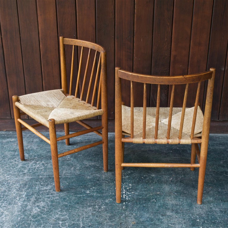 1950s Oak Rope Scandinavian Danish Dining Chair Cabin Architect Rustic ...