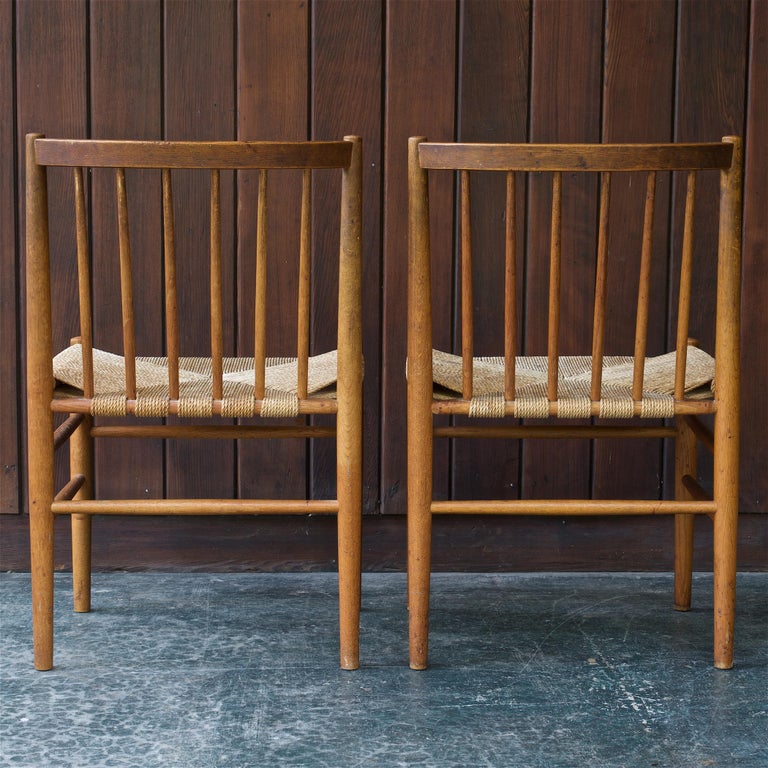 1950s Oak Rope Scandinavian Danish Dining Chair Cabin Architect Rustic ...