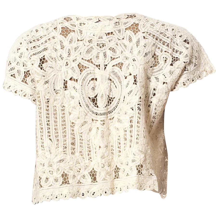 1950S Off White Cotton Handmade Lace Vest Top at 1stDibs