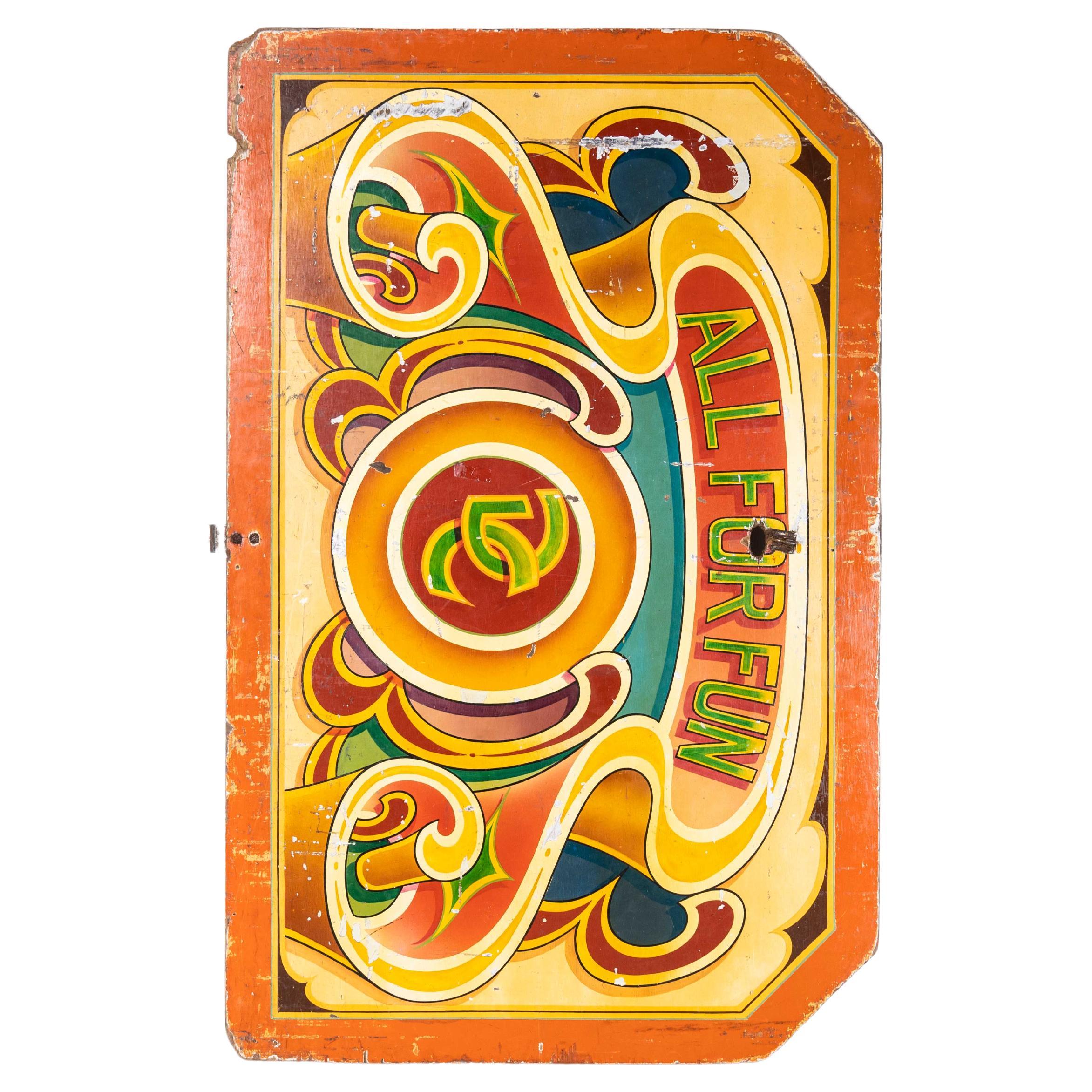 1950s Original All for Fun Large Fairground Sign - Hand Painted For ...