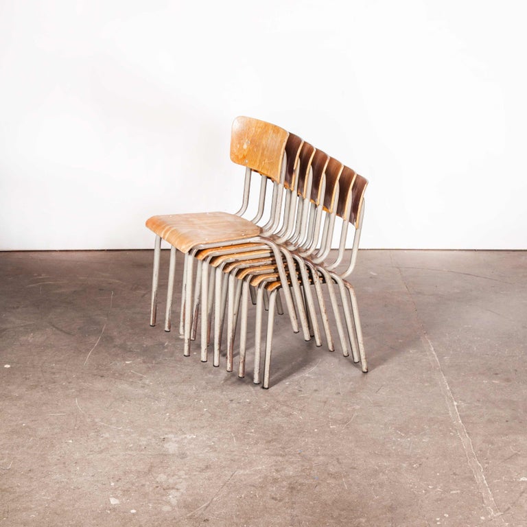 1950s Original Belgian Semal Stacking Metal Frame Dining, Set of Seven ...