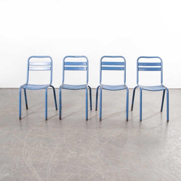 1950s Original Blue French Tolix T2 Metal Café Dining Chair, Set of ...