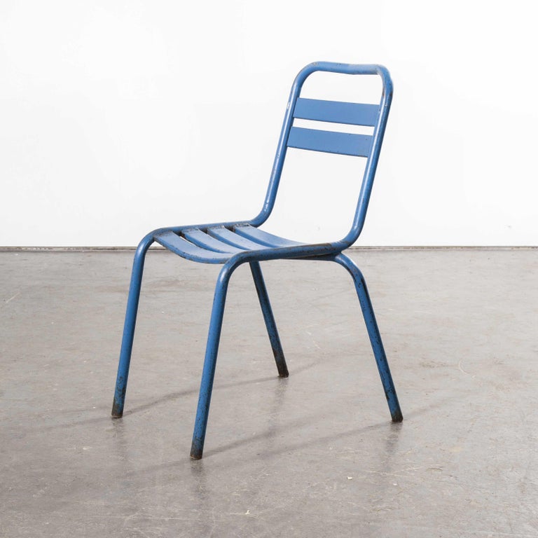 1950s Original Blue French Tolix T2 Metal Café Dining Chair, Set of ...