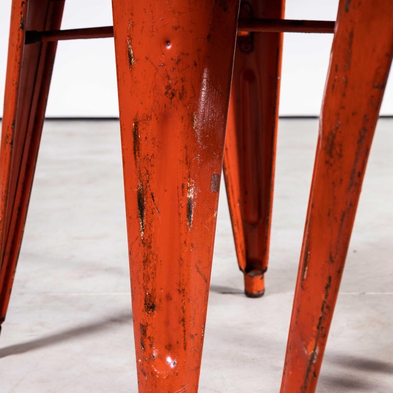 1950's Original French Tolix H Metal Café Dining Stools Red, Pair For ...