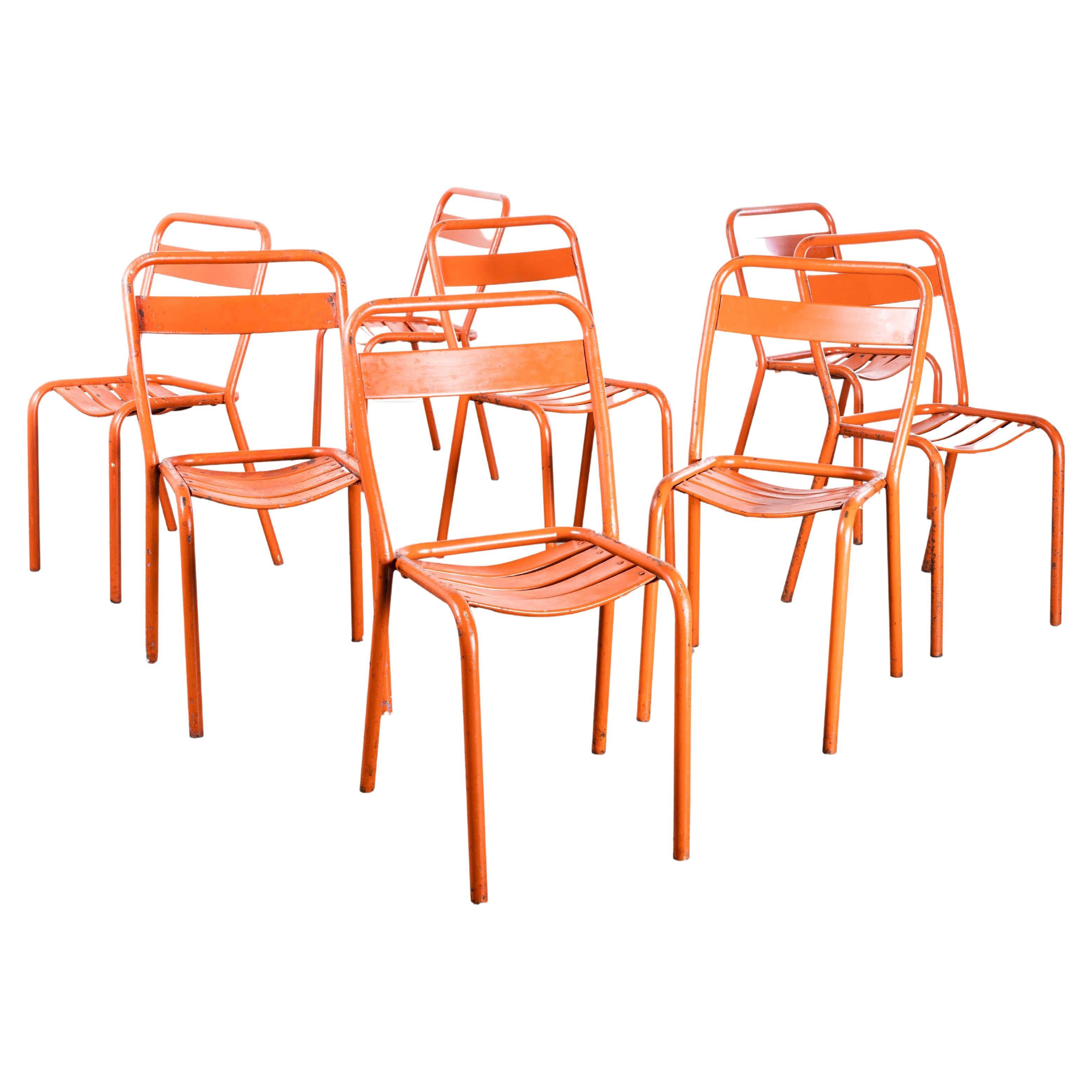 1950's Original Red French Tolix T2 Metal Café Dining Chair - Set Of ...