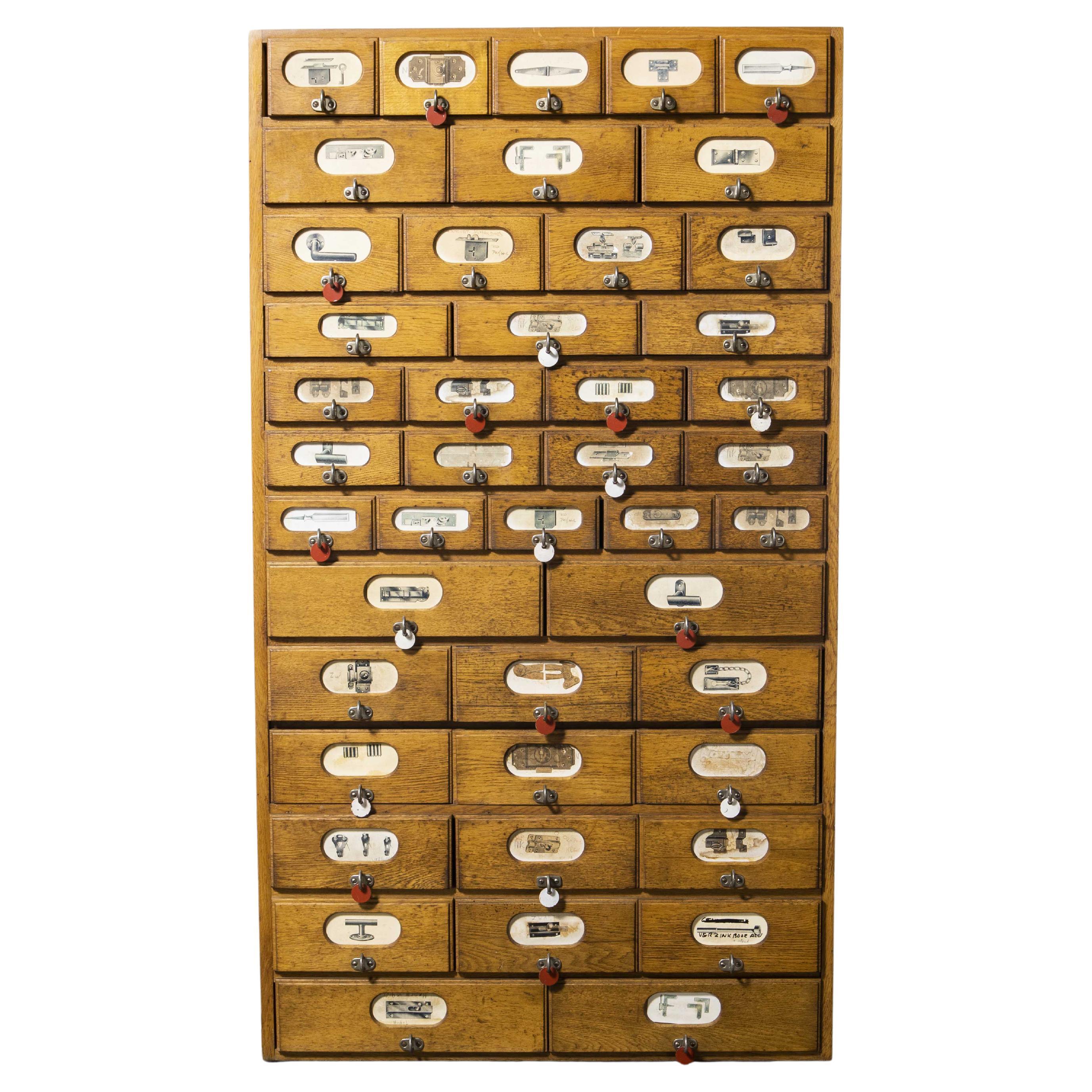 1920s Exceptional Large French Oak Bank of Drawers, Chest of Drawers ...