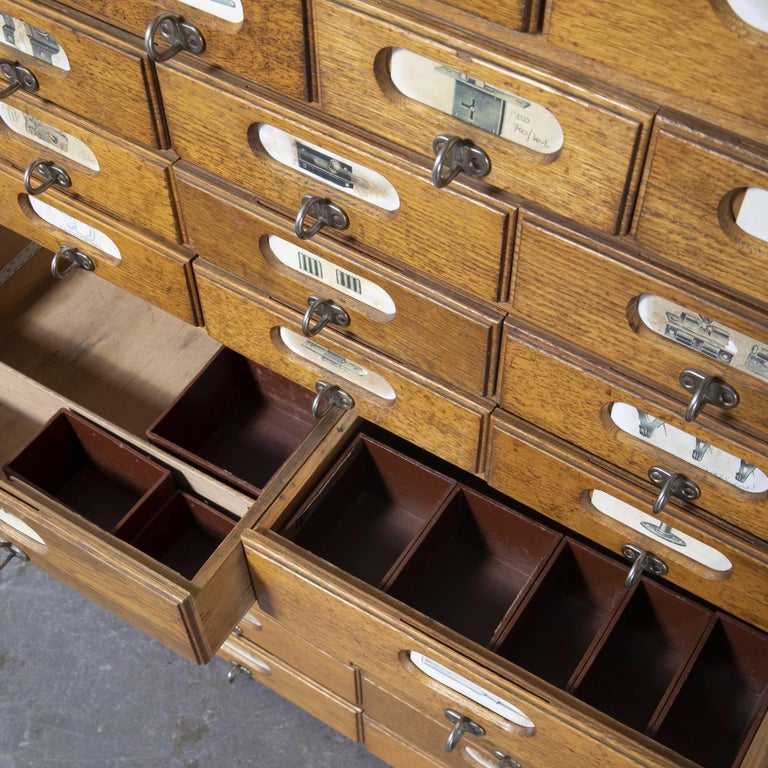 1950's Original German Oak Stockroom Bank of Drawers '1292.2' For Sale ...