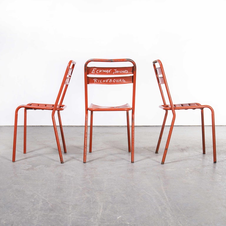 1950's Original Red French Tolix T2 Dining Chair, Set of Three For Sale ...