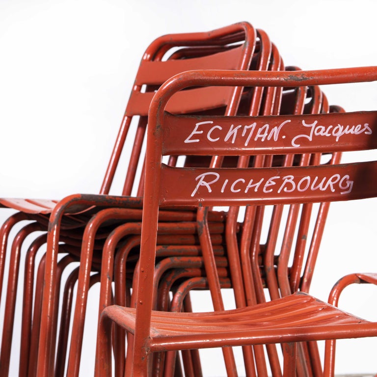 1950's Original Red French Tolix T2 Dining Chair, Set of Twelve at 1stDibs