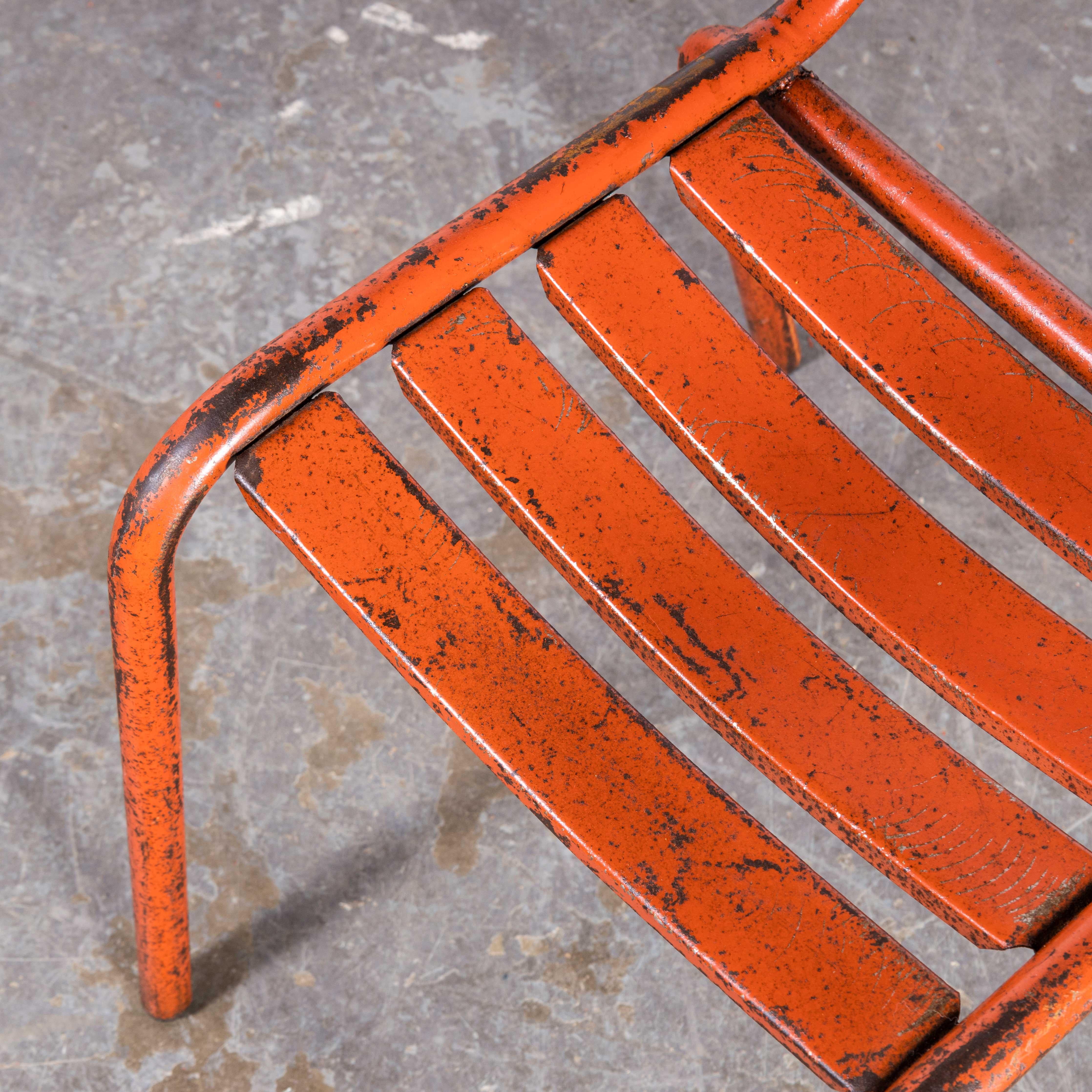 1950's Original Red French Tolix T2 Metal Café Dining Chair - Set Of ...