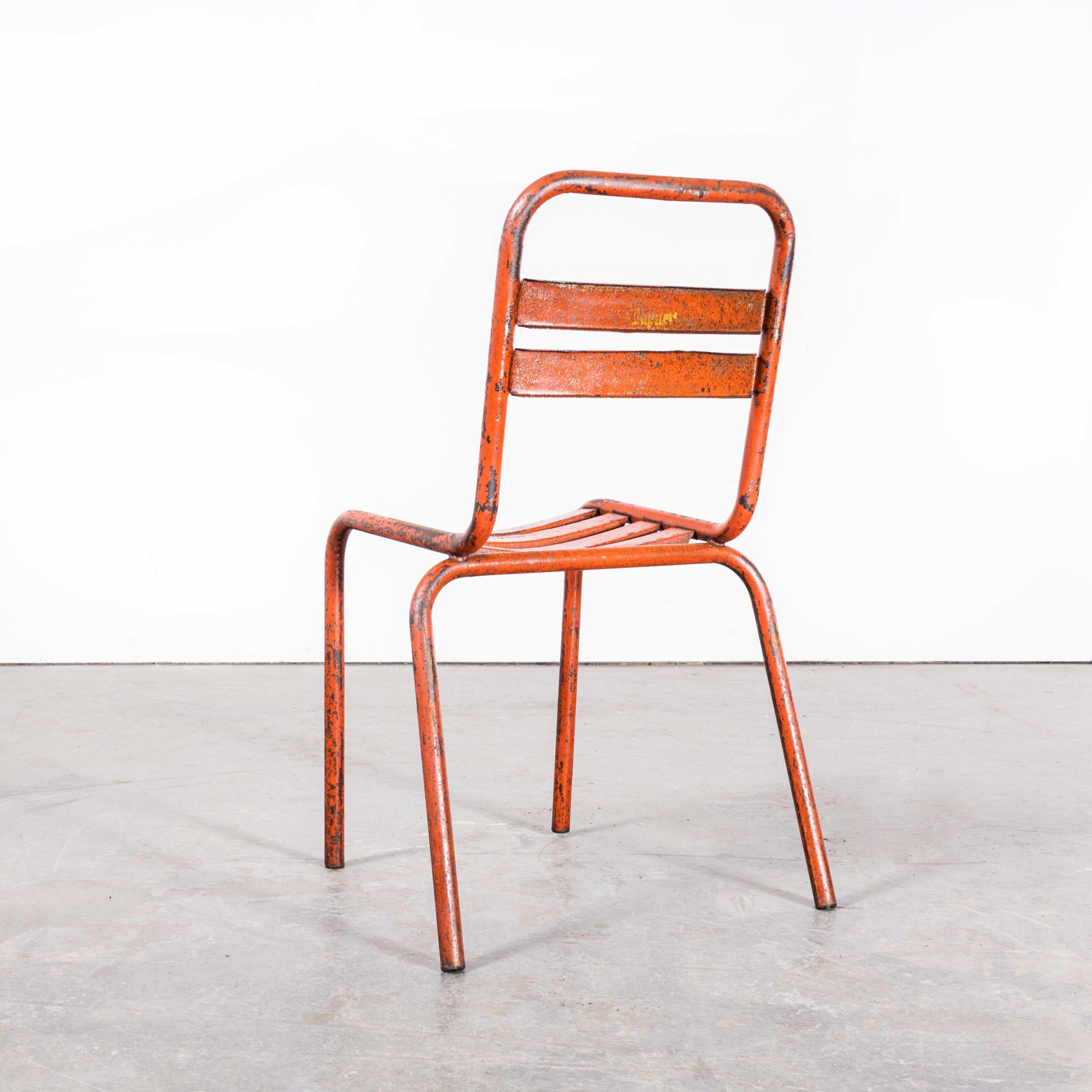 1950's Original Red French Tolix T2 Metal Café Dining Chair - Set Of ...