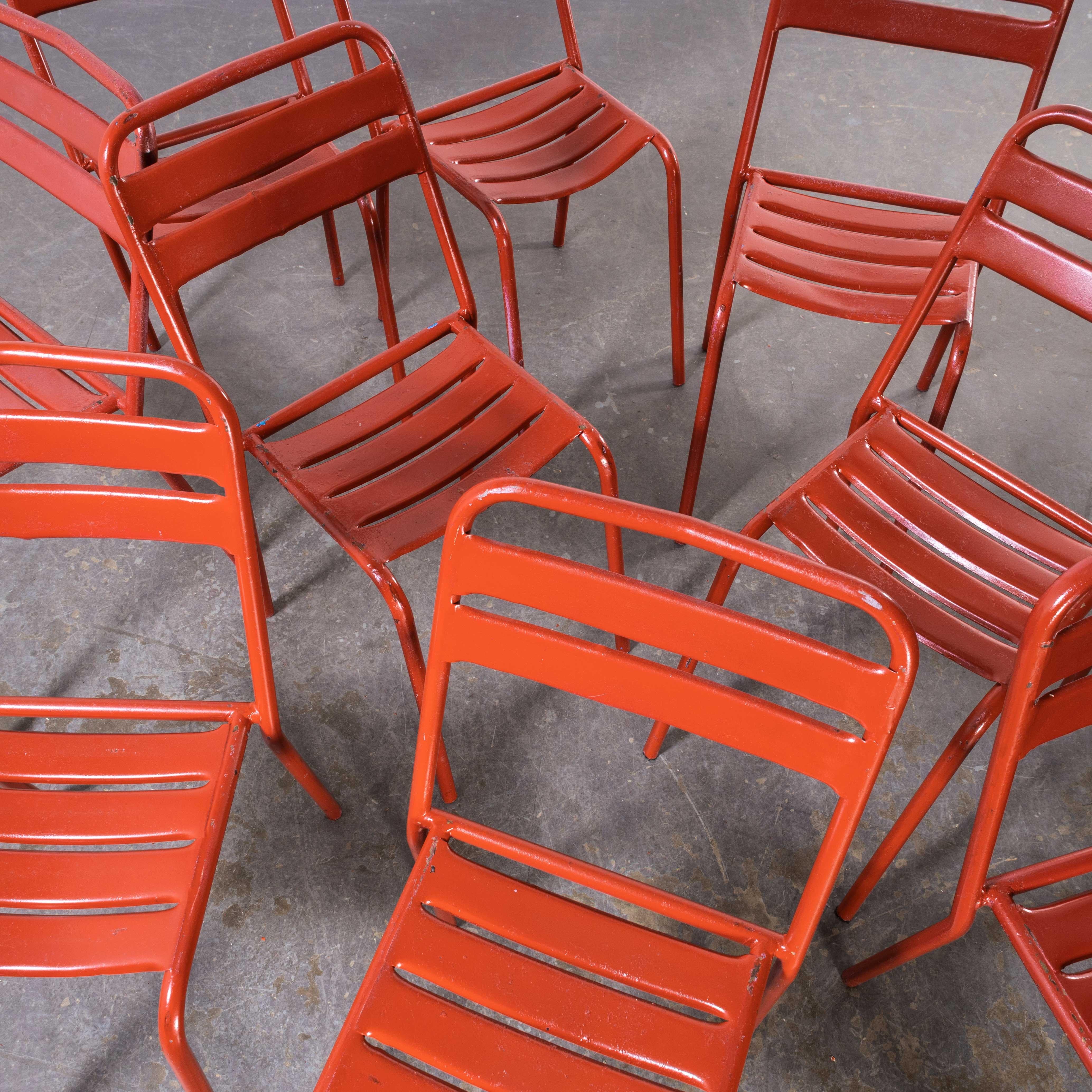 1950's Original Red French Tolix T2 Metal Outdoor Dining Chairs, Set of ...