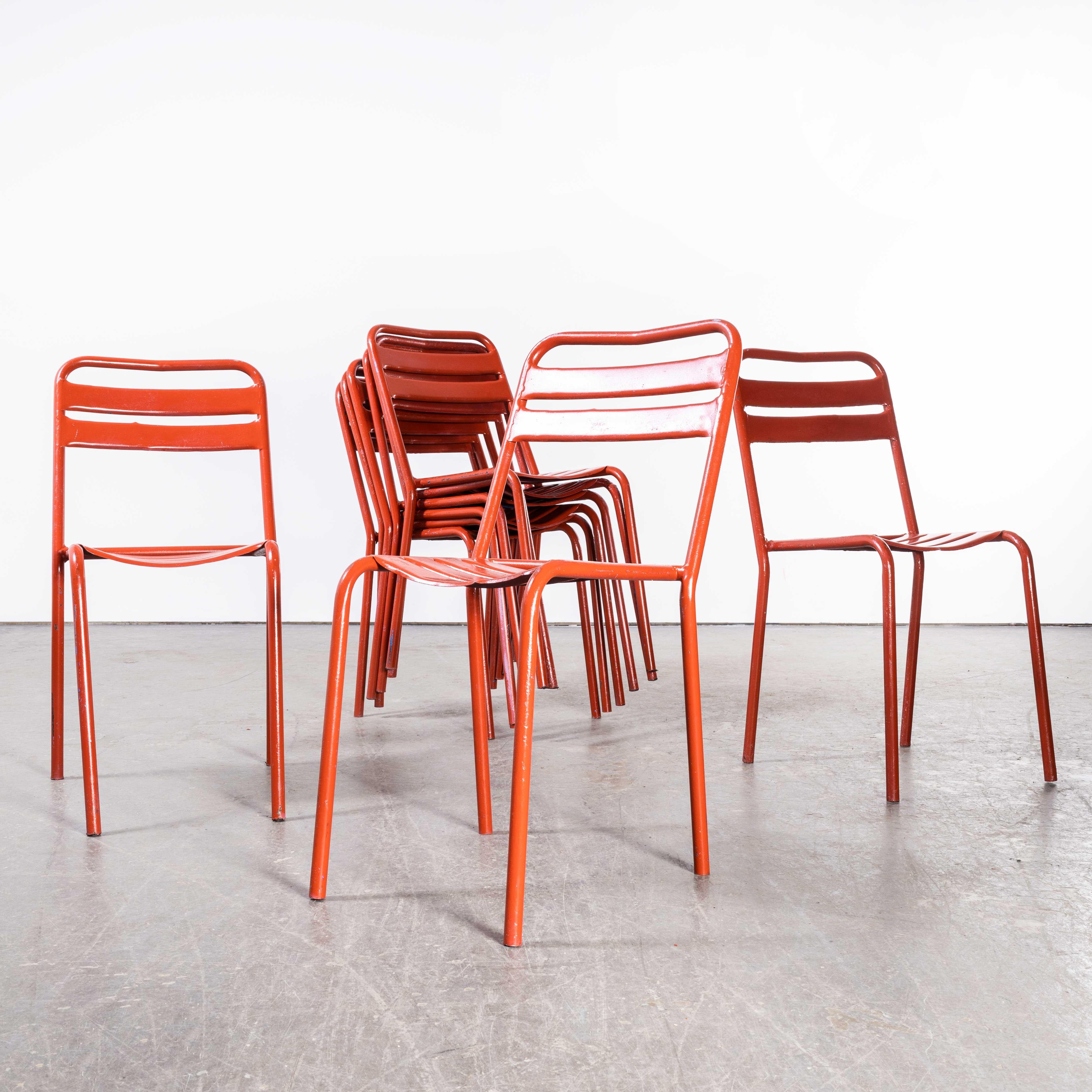 1950's Original Red French Tolix T2 Metal Outdoor Dining Chairs, Set of ...