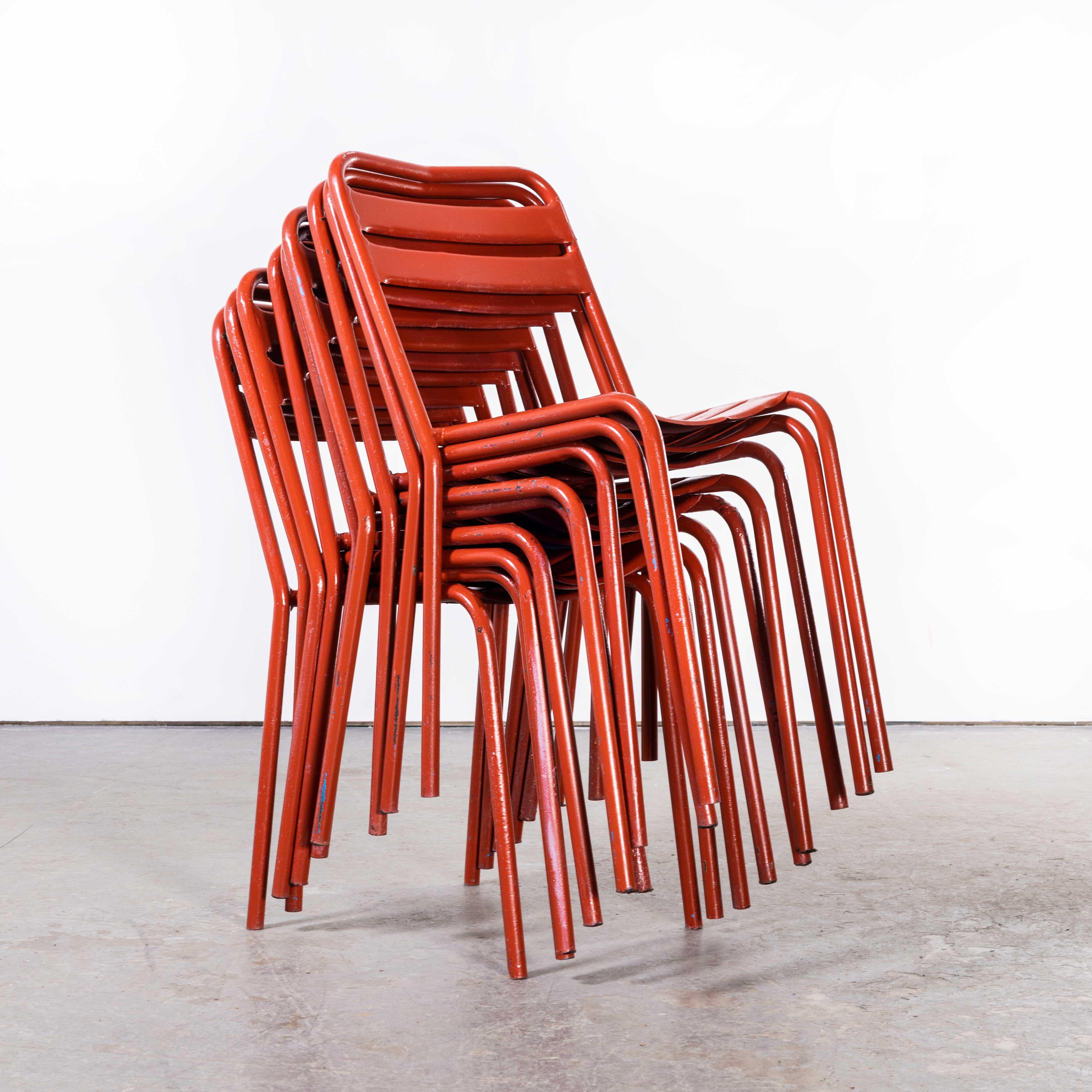 1950's Original Red French Tolix T2 Metal Outdoor Dining Chairs, Set of ...