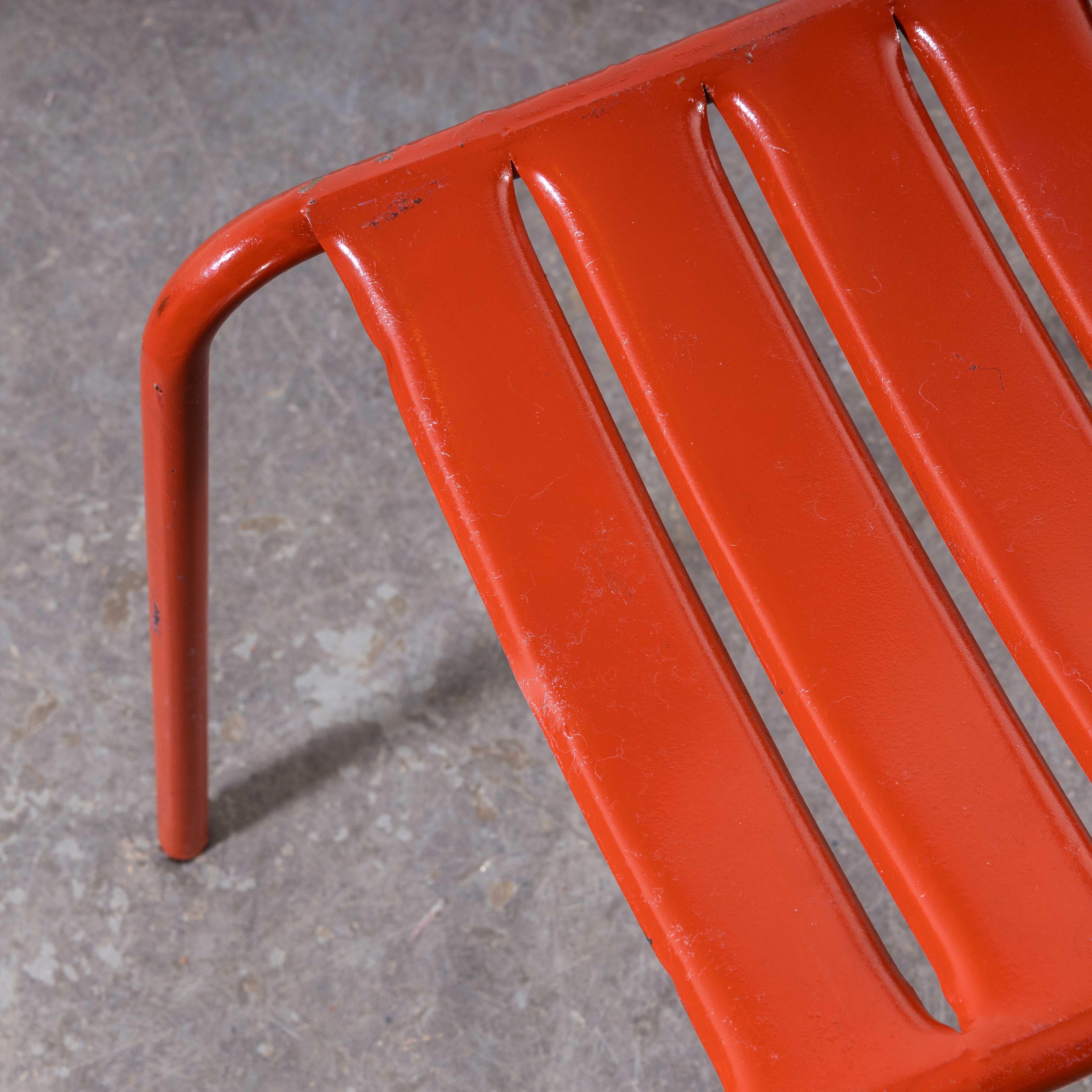 1950's Original Red French Tolix T2 Metal Outdoor Dining Chairs, Set of ...