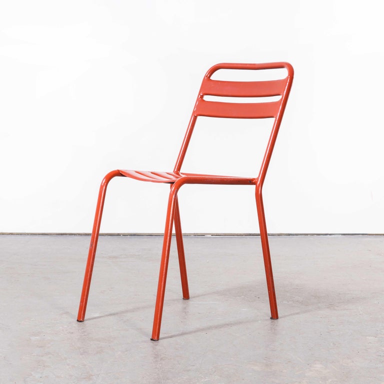 1950's Original Red French Tolix T2 Metal Outdoor Dining Chairs, Set of ...