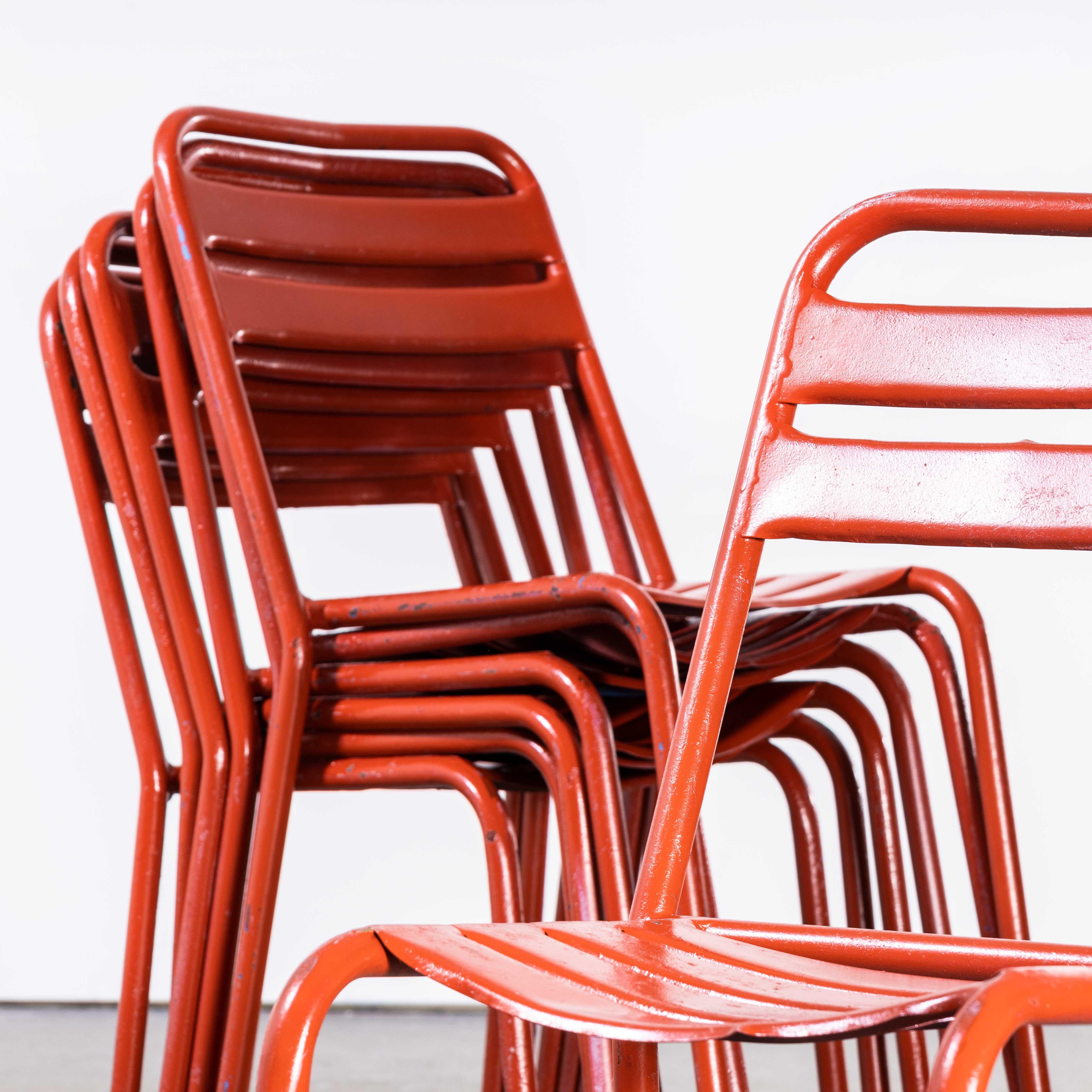 1950's Original Red French Tolix T2 Metal Outdoor Dining Chairs, Set of ...