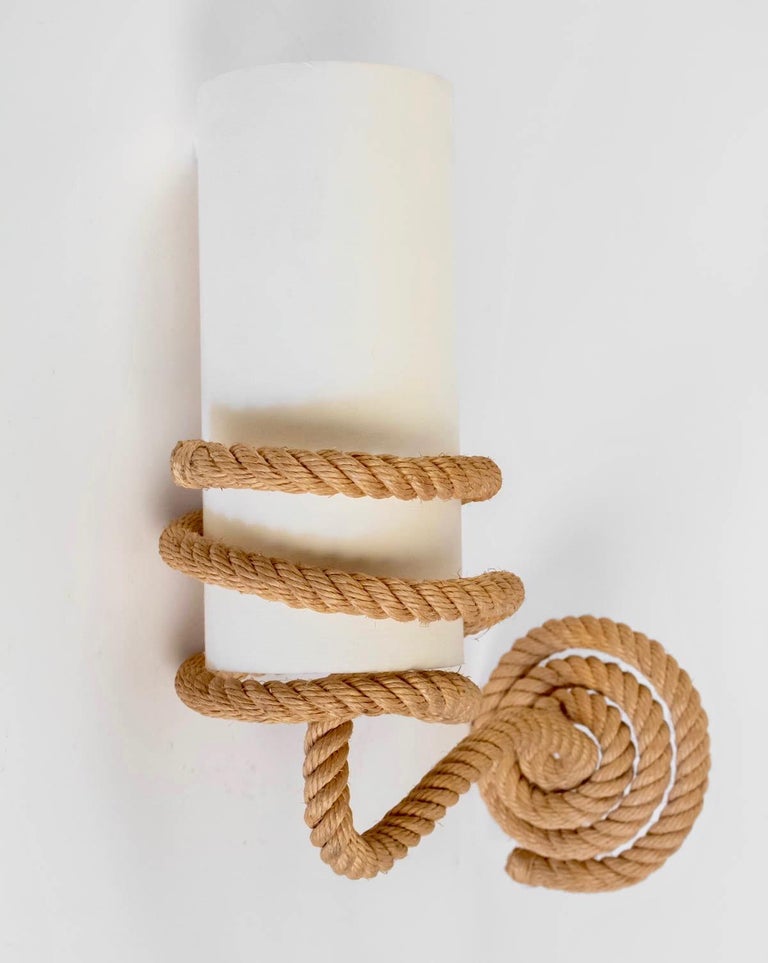 1950s Pair of Audoux Minet Rope Sconces at 1stDibs