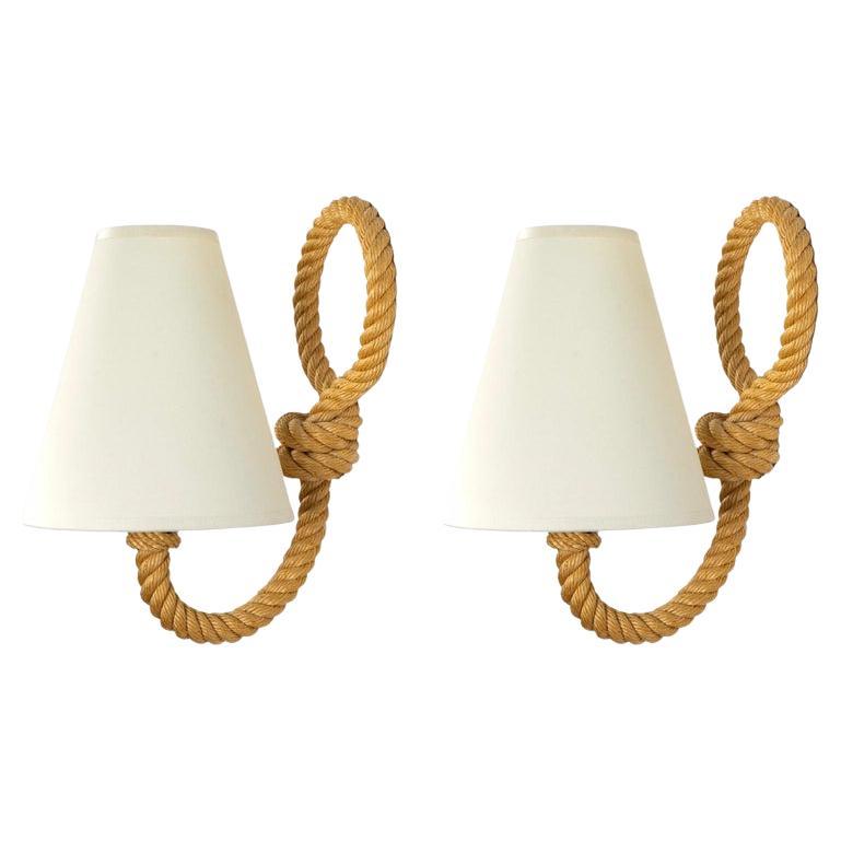 1950s Audoux and Minet Pair of Rope Sconces at 1stDibs