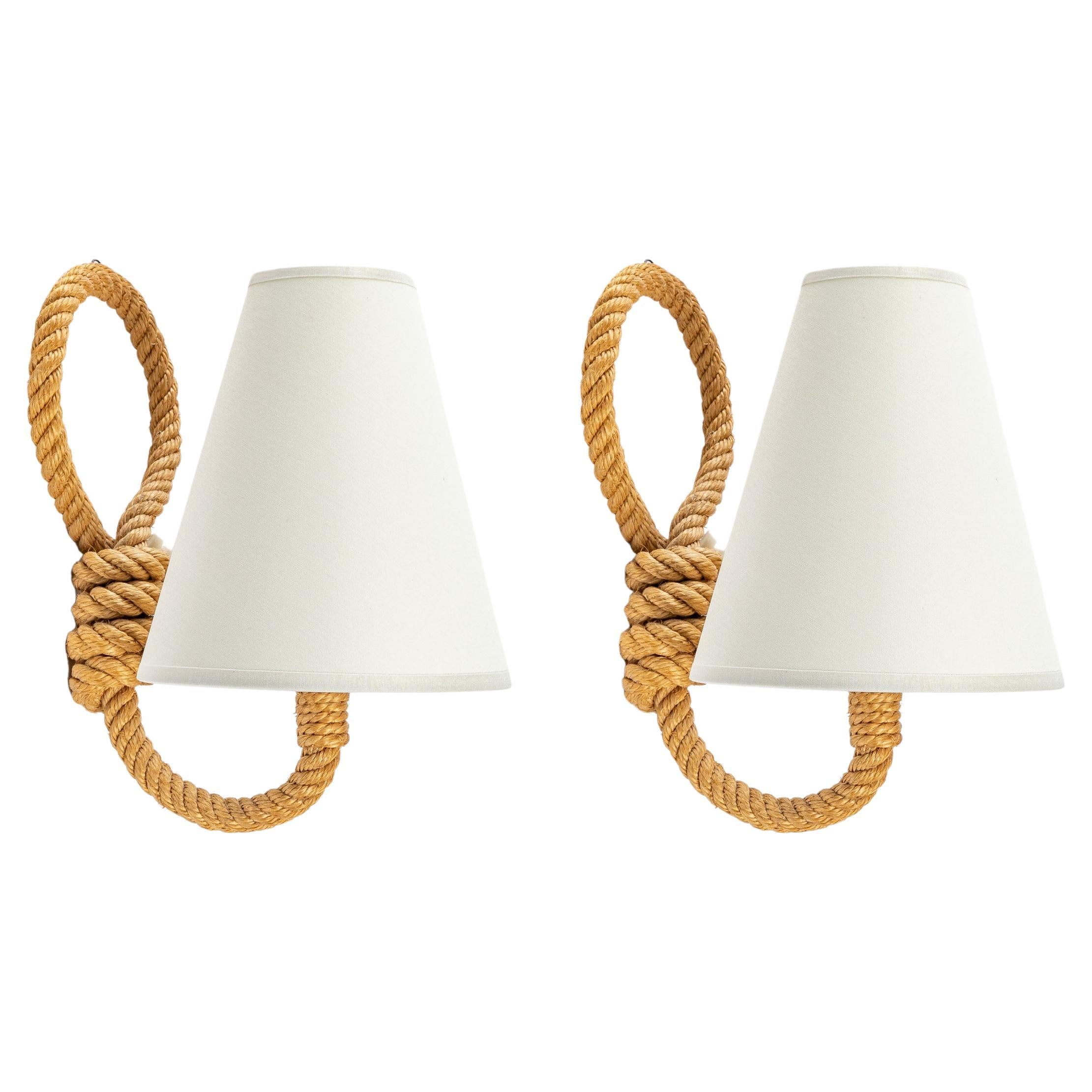 1950s Pair of Audoux and Minet Rope Sconces at 1stDibs