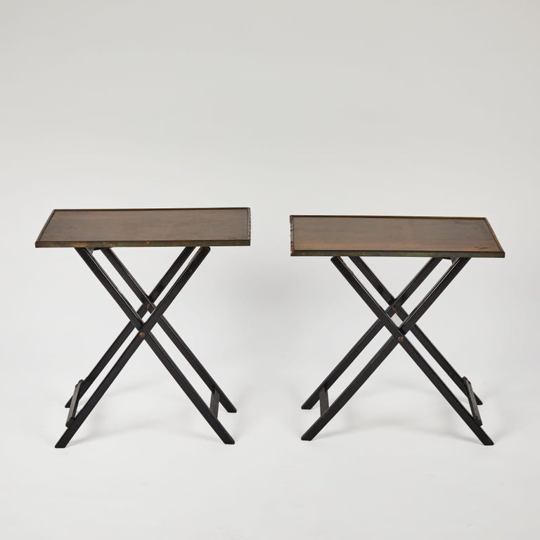 1950s Pair of Christian Dior Folding Tables in Mahogany with Brass ...