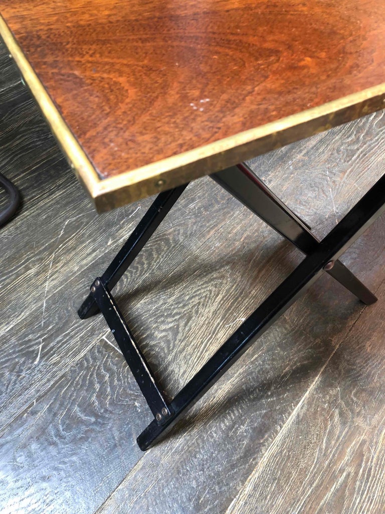 1950s Pair of Christian Dior Folding Tables in Mahogany with Brass ...
