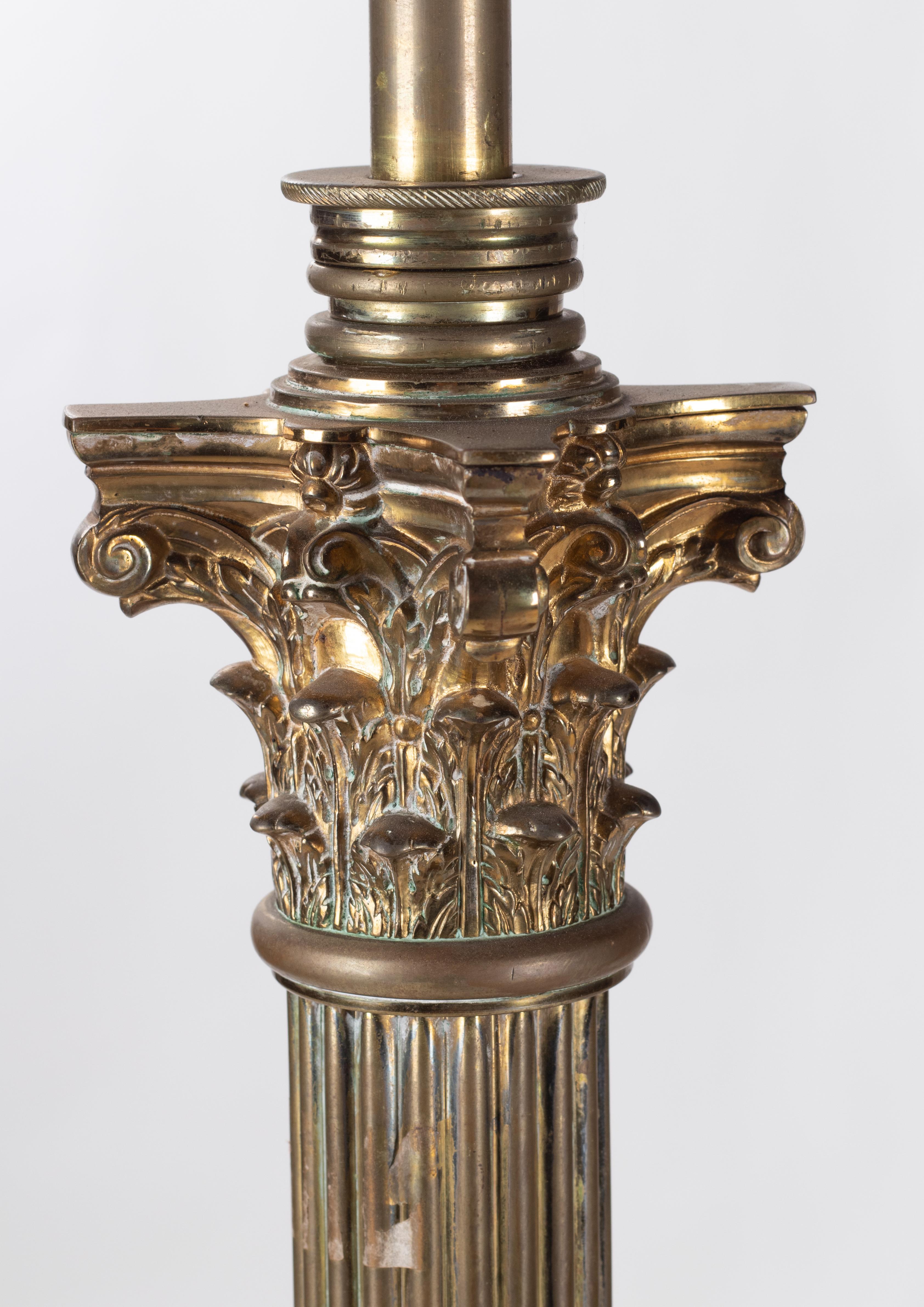 1950s Pair of French Brass Standing Lamps with Claw Feet and Corinthian ...