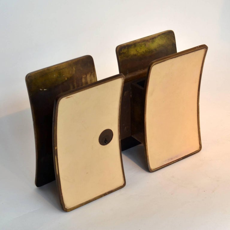1950s Pair of Italian Push-Pull Door Handles Brass and Cream Enamel at ...