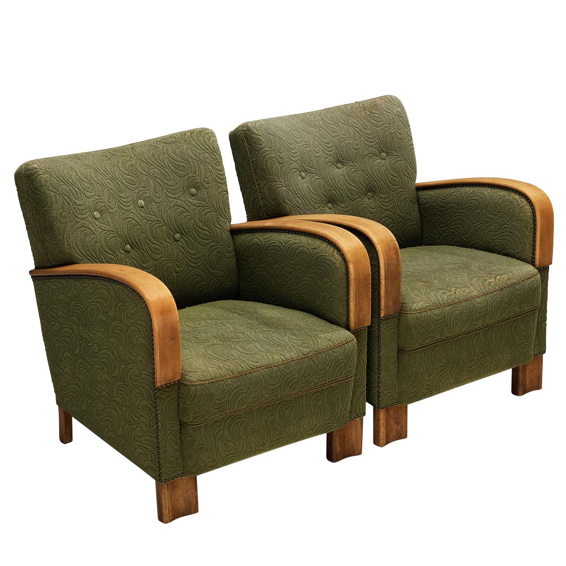 Vintage, Green Leather Lounge chairs, Germany 1970s style of (Sergio ...