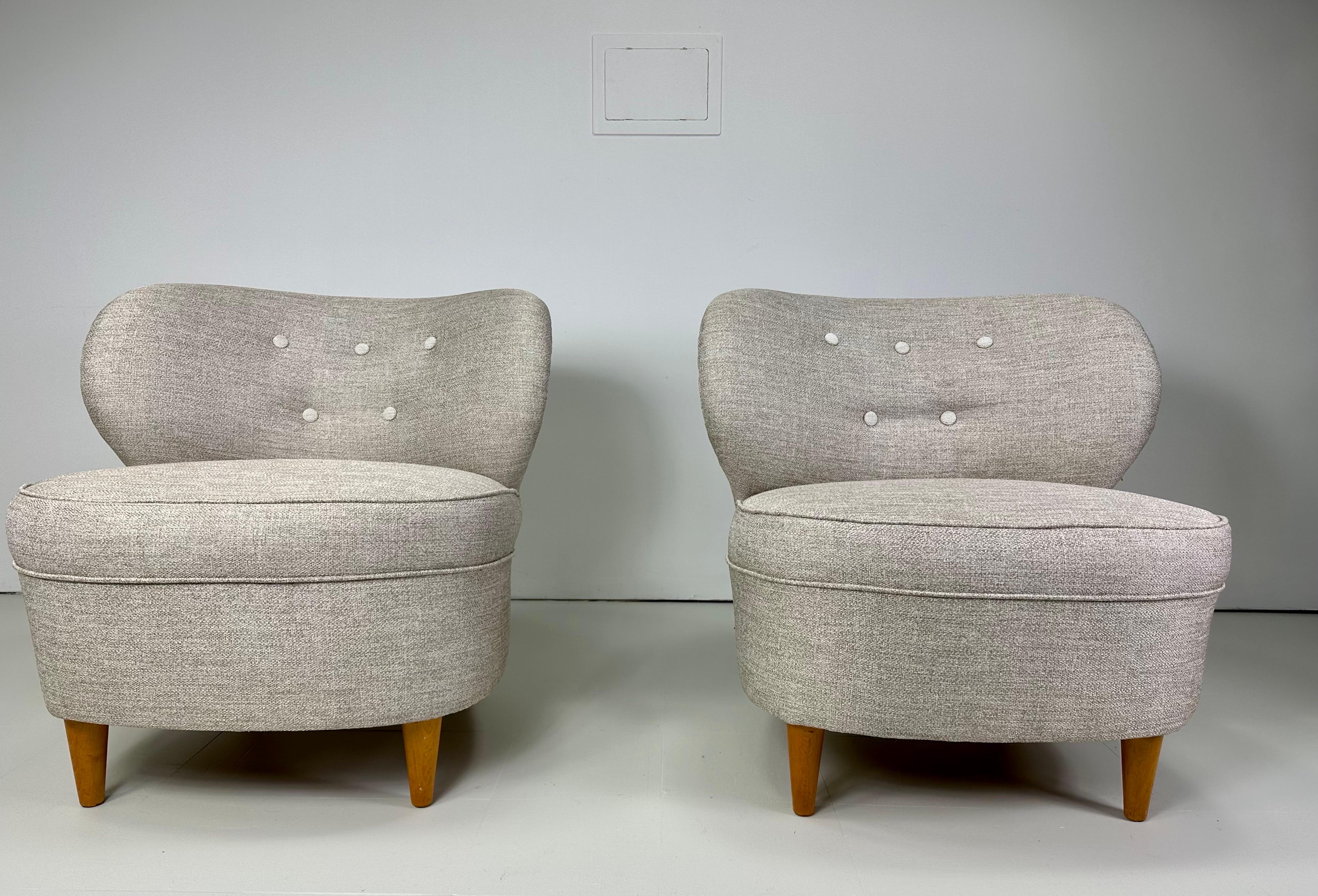 1950s Pair of Mid Century Swedish Lounge Chairs For Sale at 1stDibs