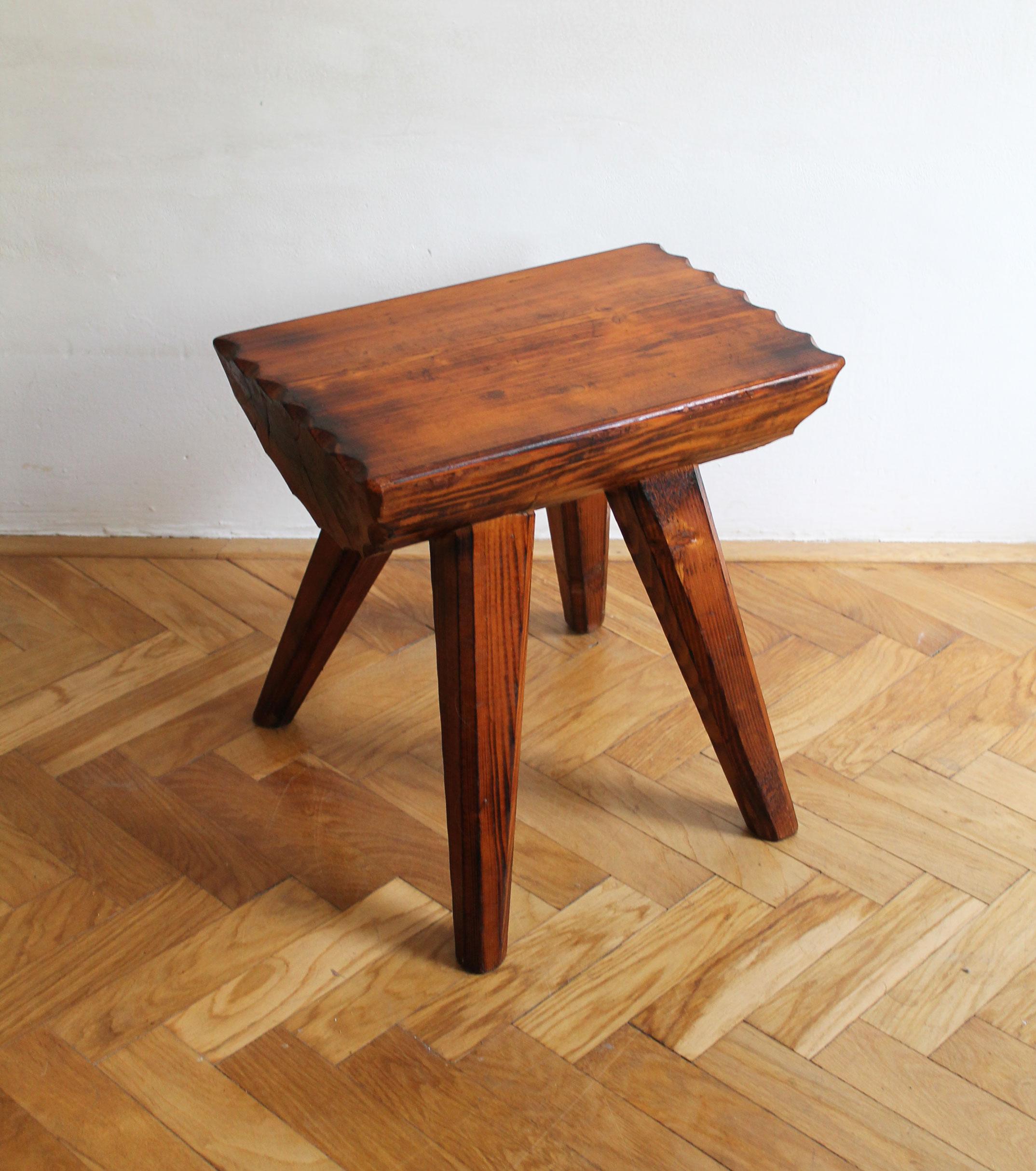 1950's Pair of solid oak stools For Sale at 1stDibs