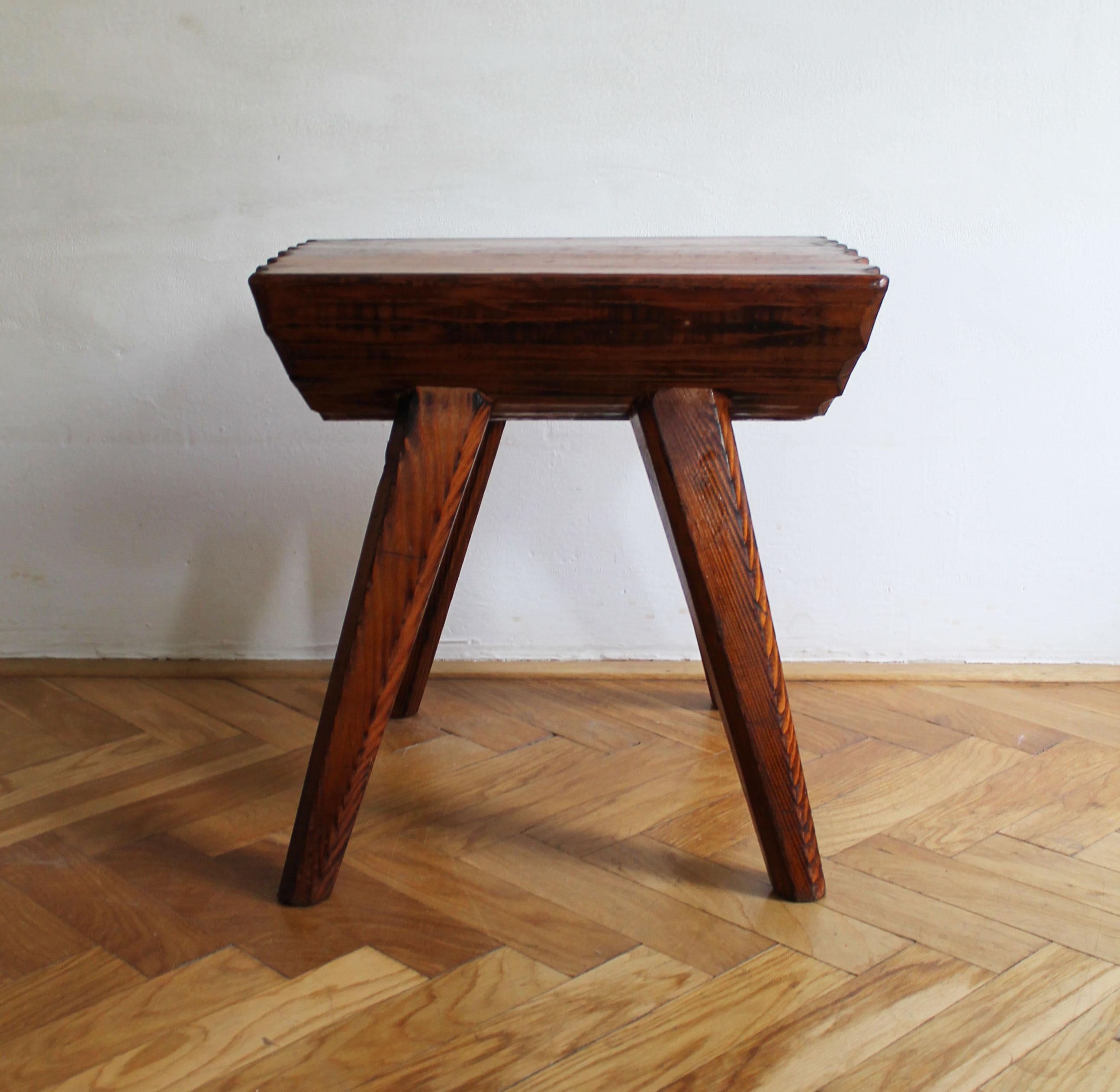 1950's Pair of solid oak stools For Sale at 1stDibs