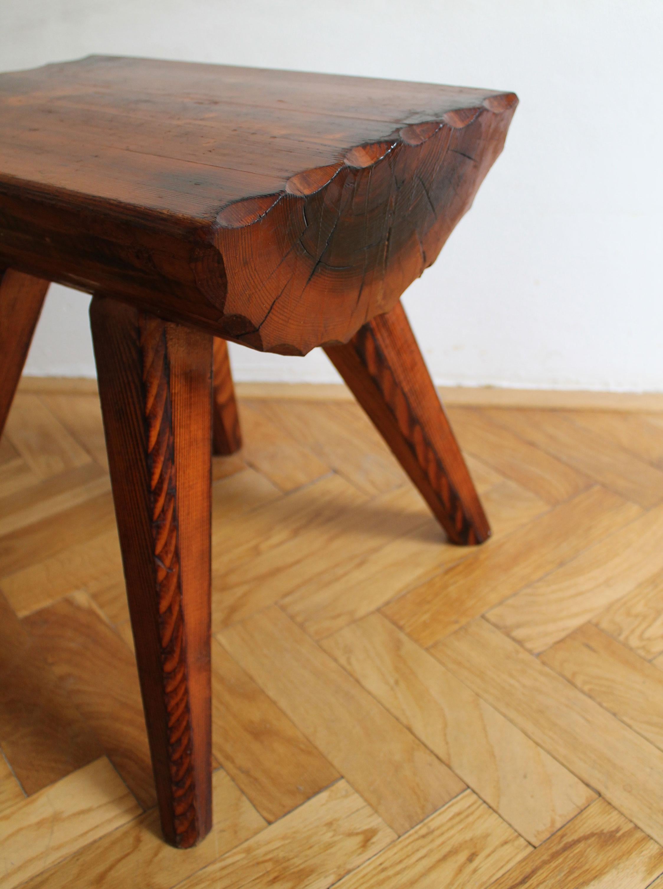 1950's Pair of solid oak stools For Sale at 1stDibs