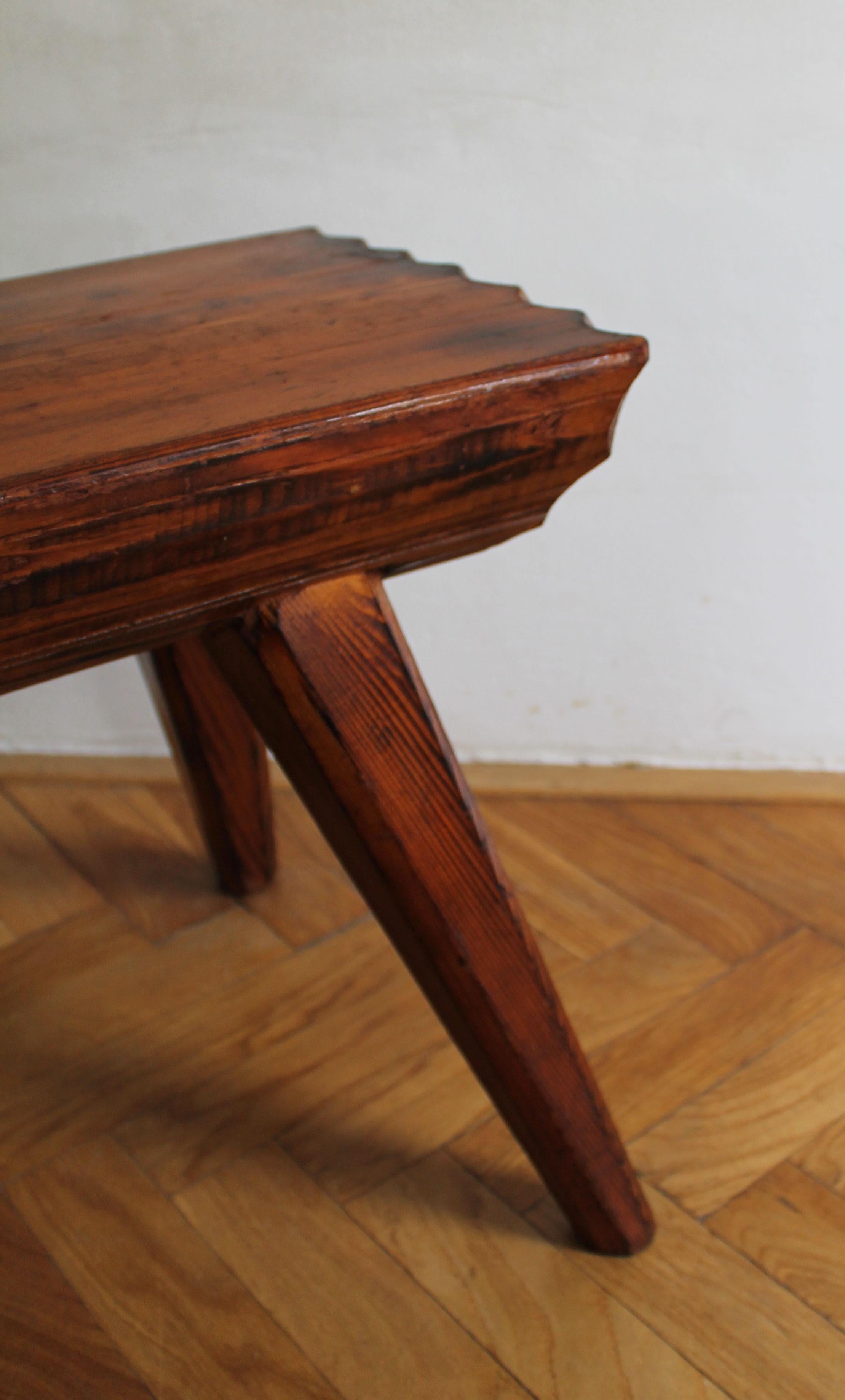 1950's Pair of solid oak stools For Sale at 1stDibs